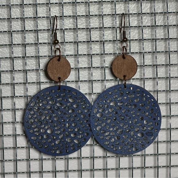 Jewelry | 325 New Boutique Faux Leather Navy Laser Cut Drop Dangle Boho ...